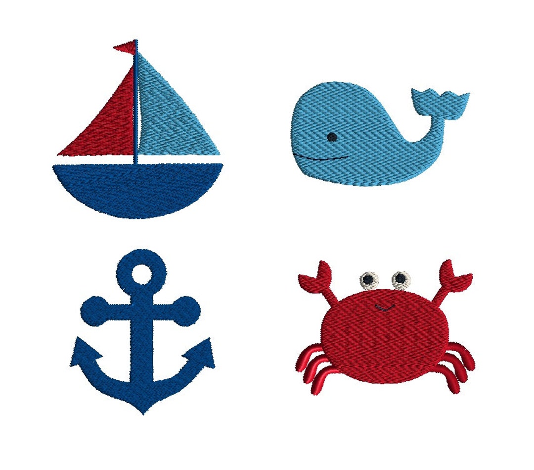 Mini Nautical Machine Embroidery Design Set-instant DOWNLOAD - Etsy