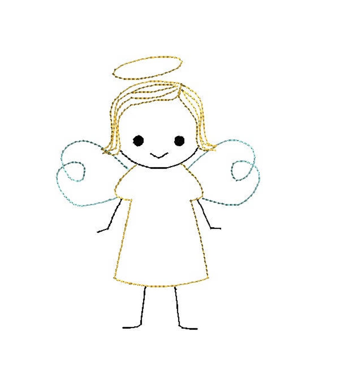 Angel Stick Figure Machine Embroidery Design-instant DOWNLOAD-4 Sizes ...