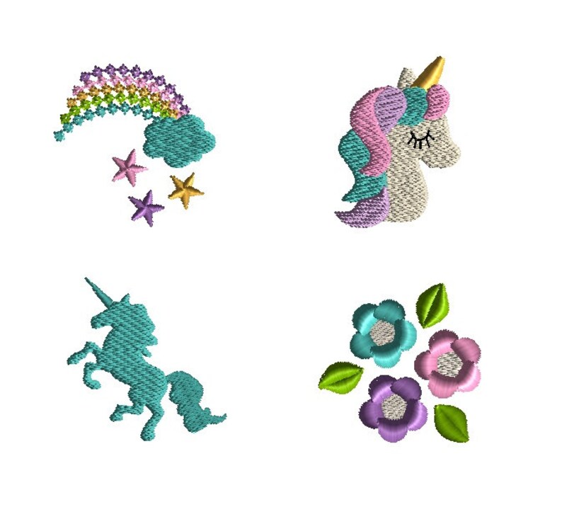Mini Unicorn Machine Embroidery Design Set-instant DOWNLOAD - Etsy
