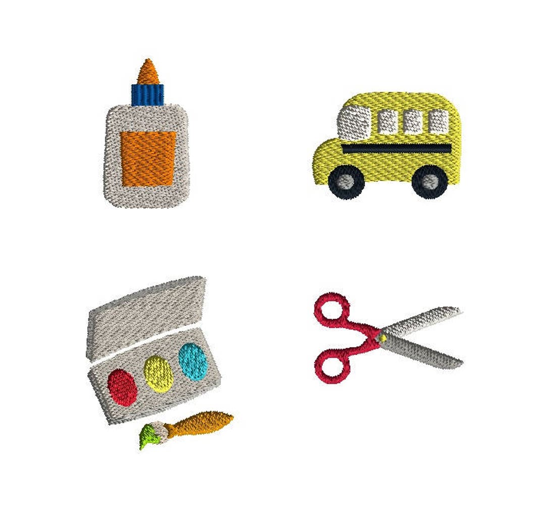 Mini Back to School Machine Embroidery Design Set-instant DOWNLOAD - Etsy