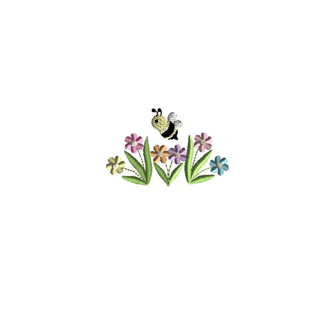 Bee With Flowers Machine Embroidery Design-instant DOWNLOAD - Etsy