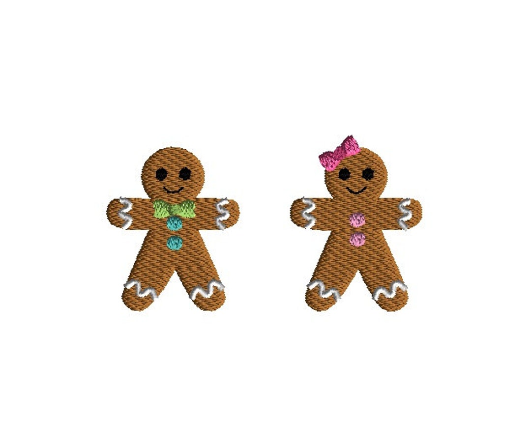 Mini Gingerbread Boy & Girl Machine Embroidery Designs-instant DOWNLOAD ...