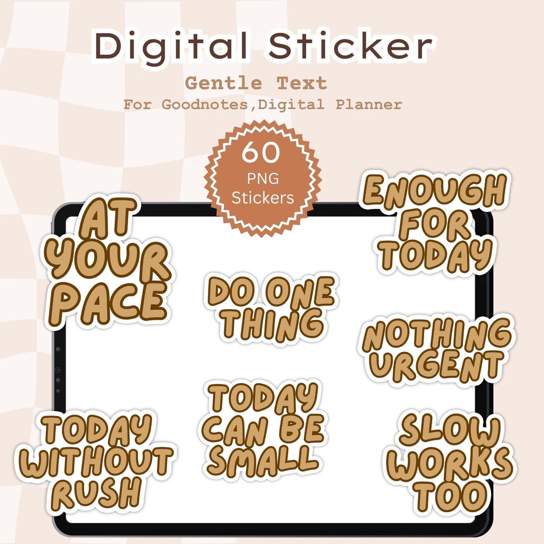 Gentle Text PNG Digital Stickers, Affirmation Planner Words, A4 ...