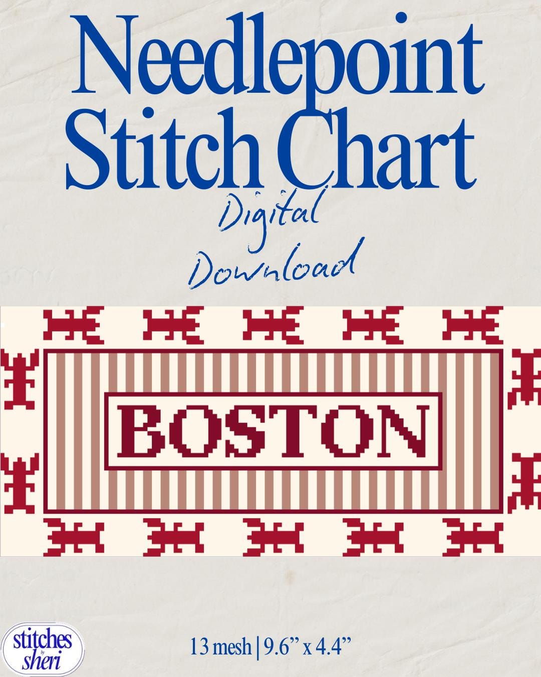 Boston Digital Needlepoint Chart | 13 Mesh | PDF Download - Etsy