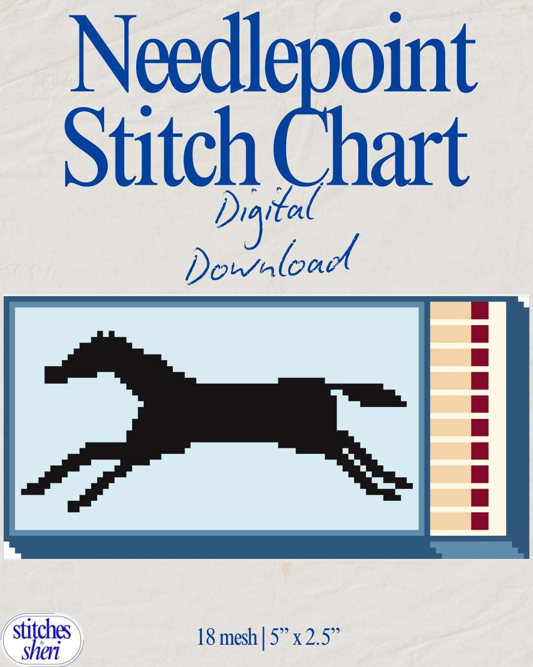Horse Matchbox Digital Needlepoint Chart | 18 Mesh | PDF Download - Etsy