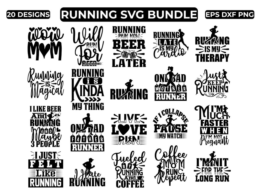 Running SVG Bundle 20 Designs, Runner SVG Png Bundle, Running Mom SVG ...