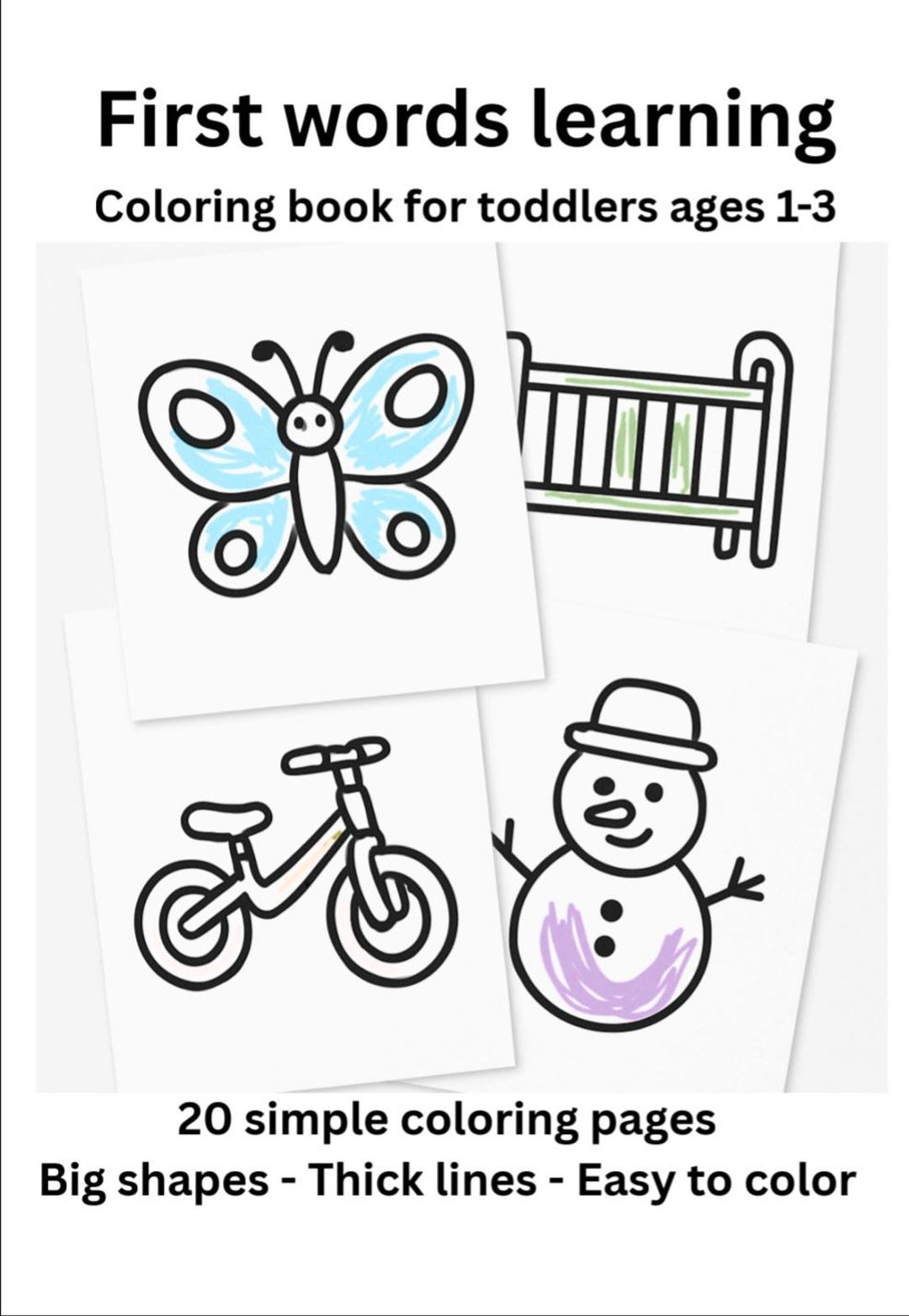 First Words Learning Coloring Book Toddlers Ages 1-3 - Etsy