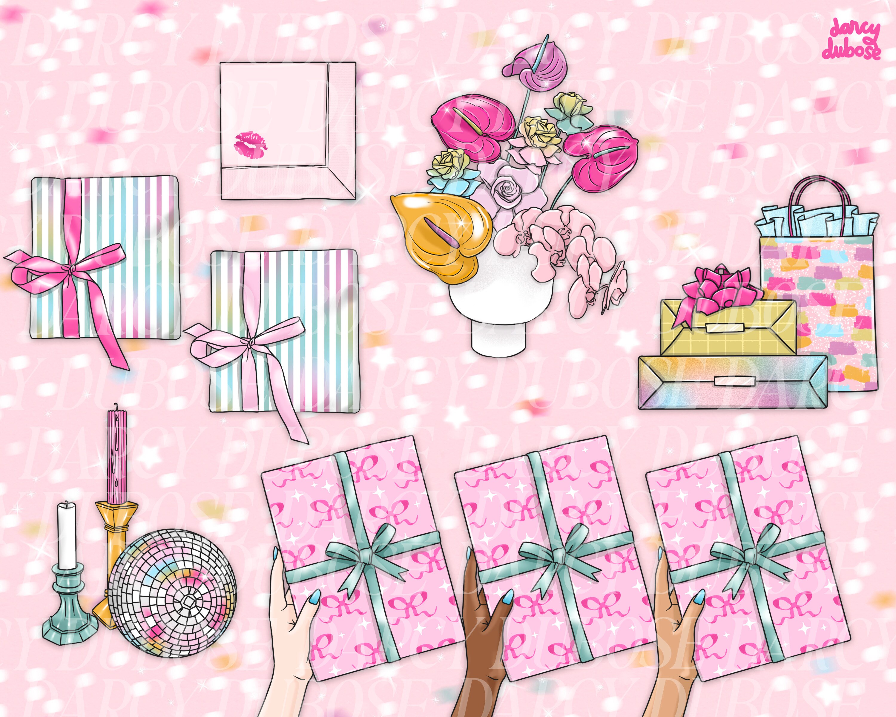 BIRTHDAY BASH // Pink Rainbow Disco Birthday Celebration Party Hand ...
