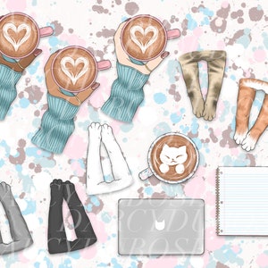 Cat Café CLIP ART W LICENSE | Coffee | Spring | Cats | Pastel - Etsy