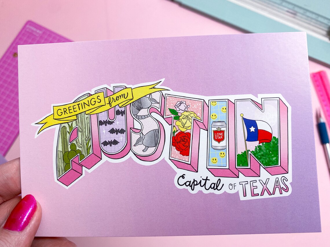Greetings From Austin Texas Vintage Inspired Postcard Single/sets - Etsy
