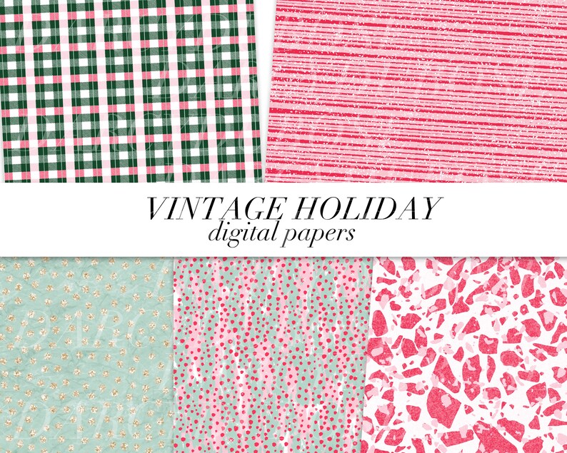 Vintage Holiday DIGITAL PAPERS W LICENSE Christmas Pastel - Etsy