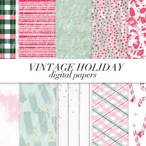 Vintage Holiday DIGITAL PAPERS W LICENSE | Christmas | Pastel | Vintage ...