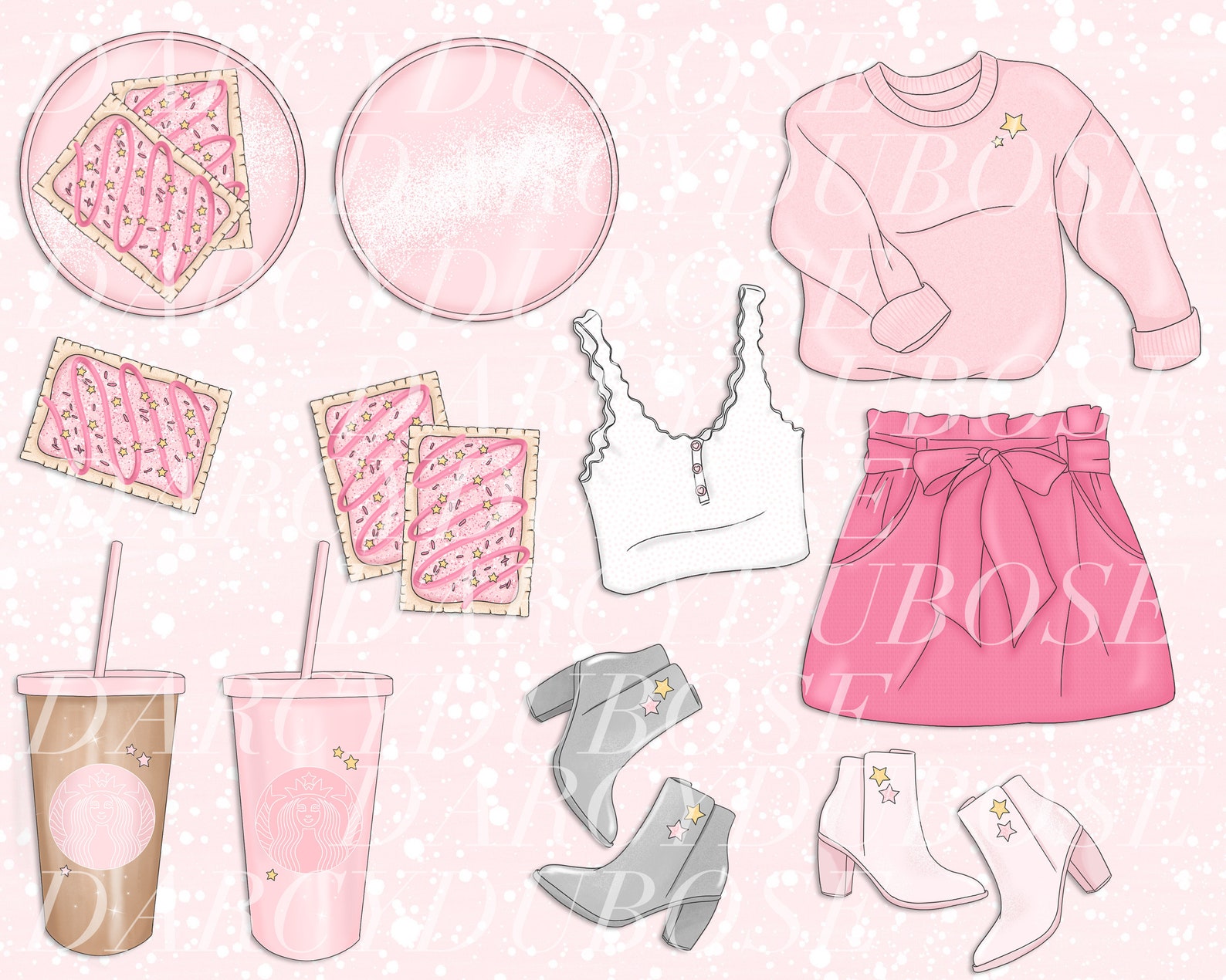 Pretty in Pink CLIP ART W LICENSE Planner Girl Pink - Etsy