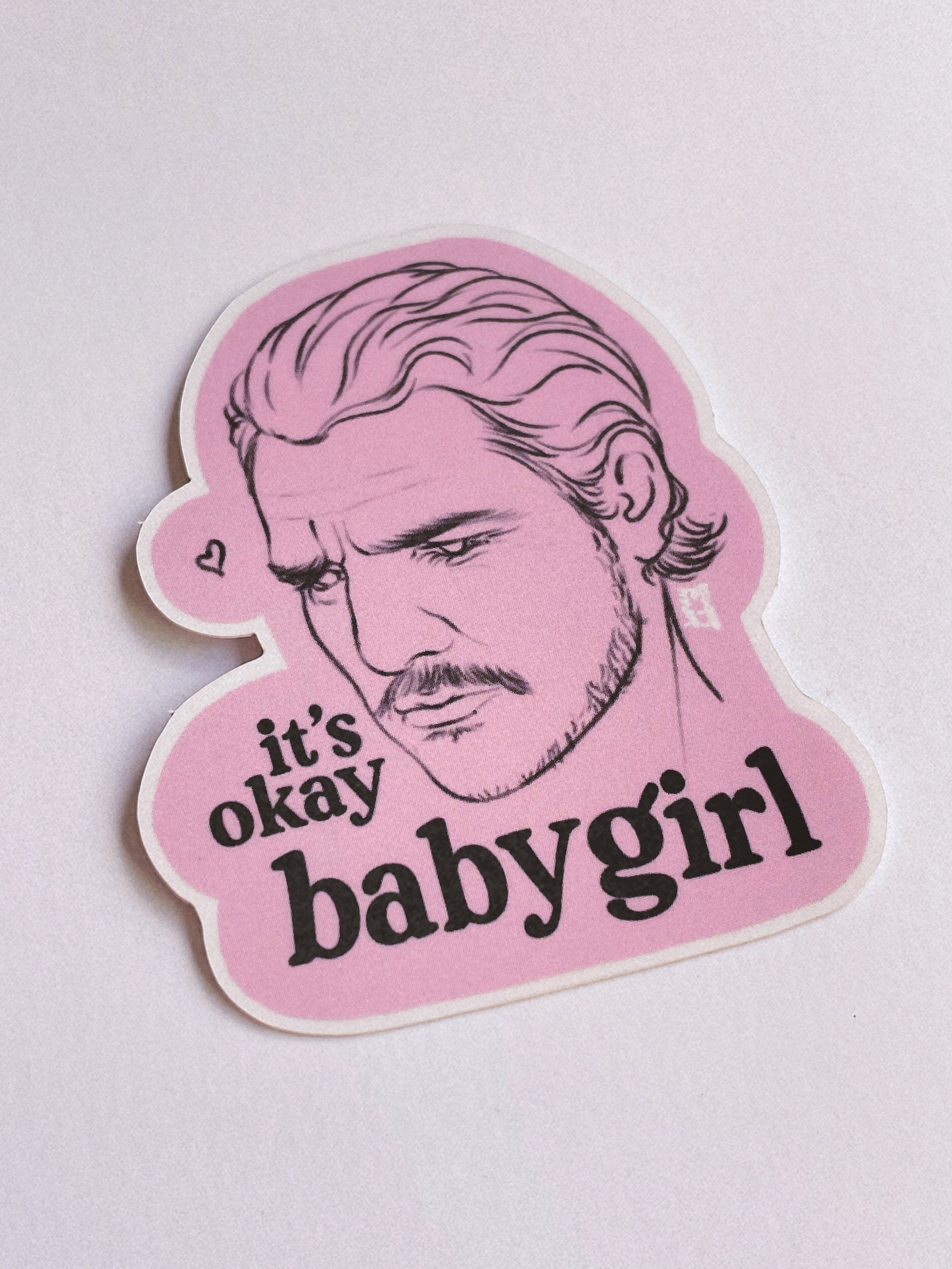 Pedro Pascal Baby Girl Vinyl Sticker Pink Illustrated Last of Us - Etsy