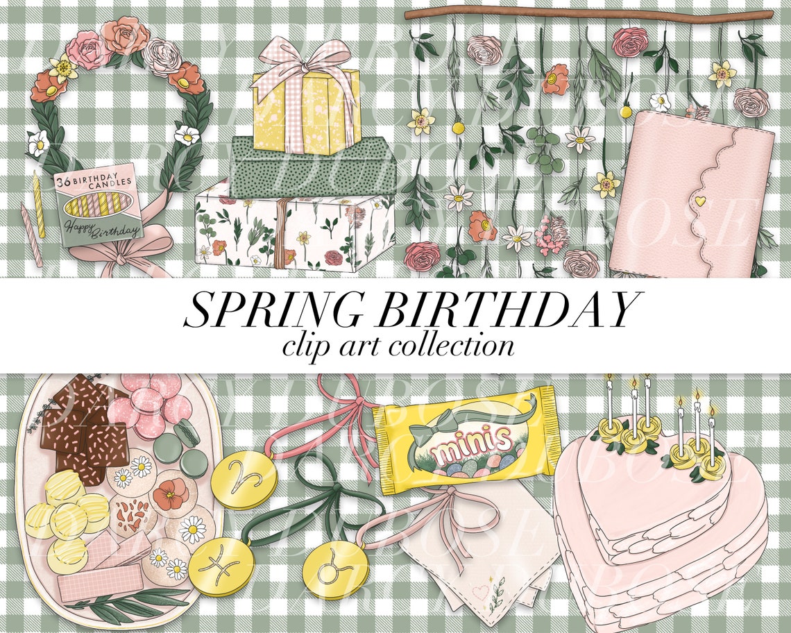 Spring Birthday CLIP ART W LICENSE | Floral | Celebrate | Birthday ...