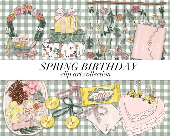 Spring Birthday CLIP ART W LICENSE Floral Celebrate | Etsy