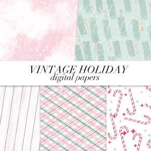 Vintage Holiday DIGITAL PAPERS W LICENSE | Christmas | Pastel | Vintage ...