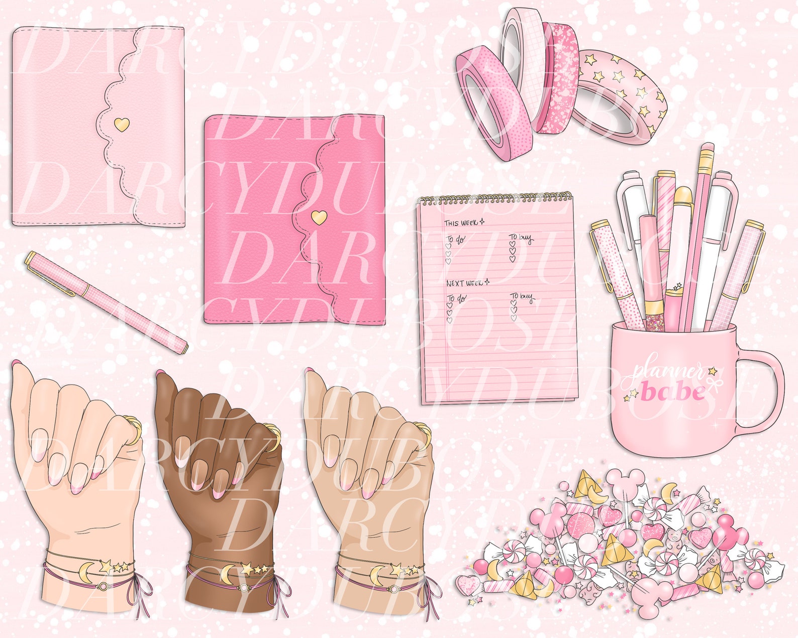 Pretty in Pink CLIP ART W LICENSE Planner Girl Pink | Etsy