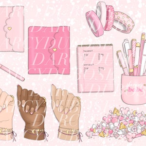 Pretty in Pink CLIP ART W LICENSE | Planner Girl | Pink | Magical ...
