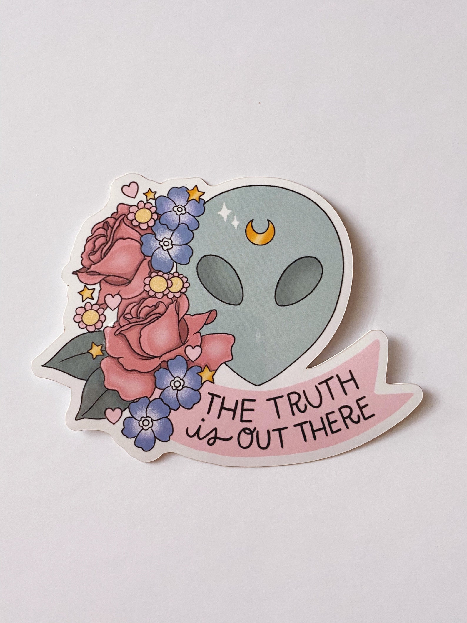 Alien Vinyl Sticker | Xfiles | UFO | Floral | Pastel - Etsy