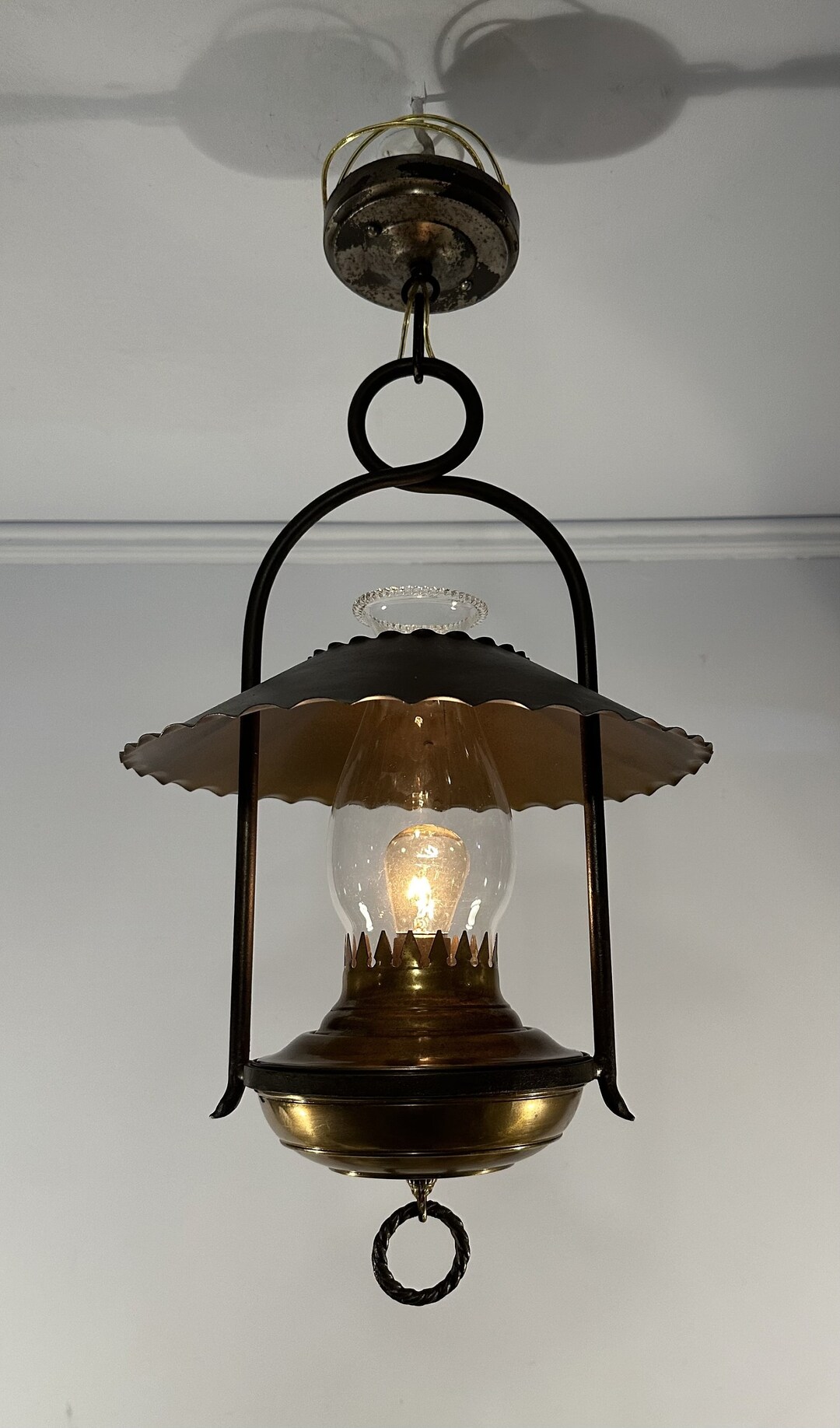 Antique Vintage 1930's Western Lodge Cabin kerosene Hurricane Shade ...