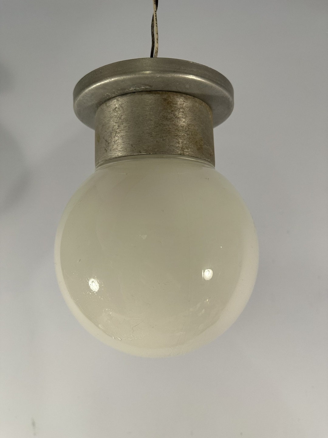 Classic Vintage Mid-century Ball Light Fixture Threaded Shade ...