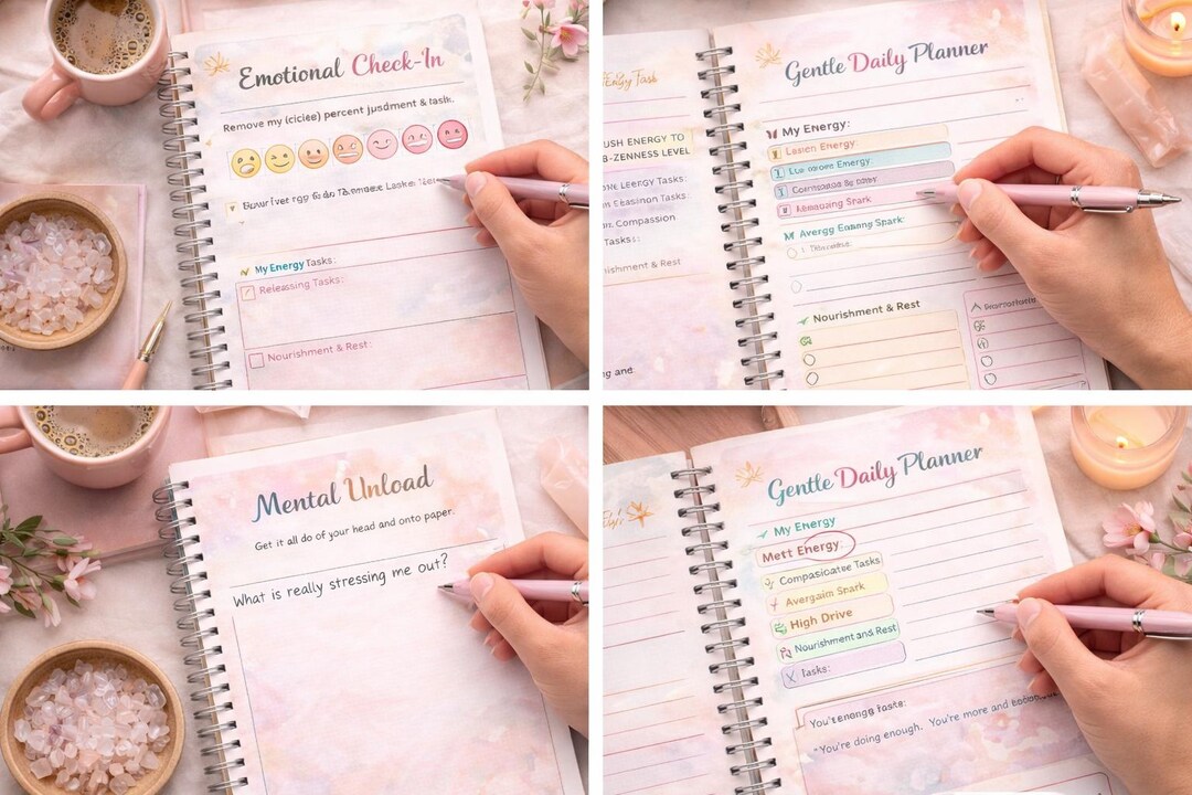 Mental Wellness, Monthly Planner, Gentle Self-care Planner | Emotional ...