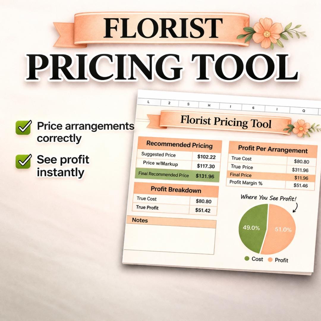 Florist Pricing Calculator | Florist Spreadsheet for Arrangement Cost ...