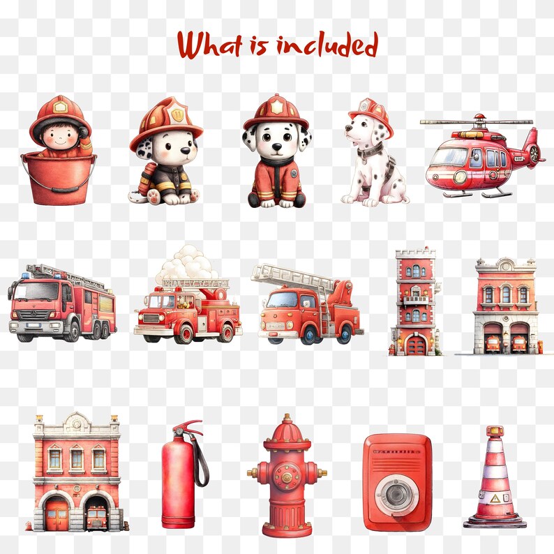 Fire Alarm Clipart, Watercolor Firefighter PNG, Fire Truck Graphics ...