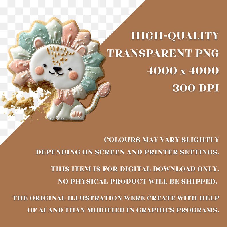 Frosted Animal Cookie Clipart, 75 PNG Baby Safari & Birthday Cookies ...