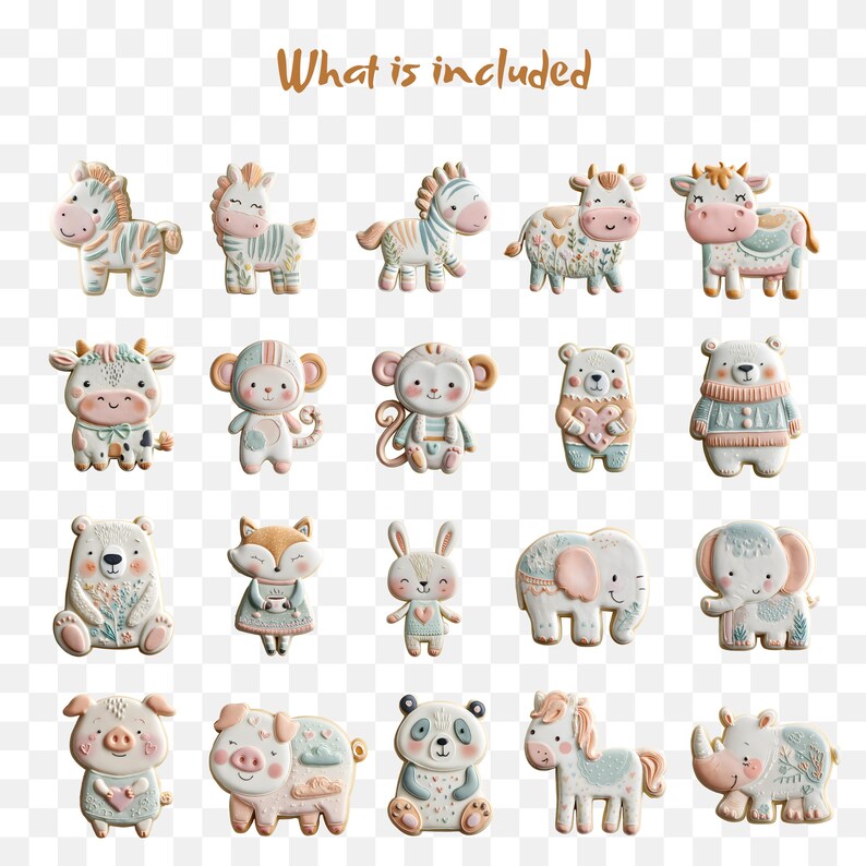 Frosted Animal Cookie Clipart, 75 PNG Baby Safari & Birthday Cookies ...
