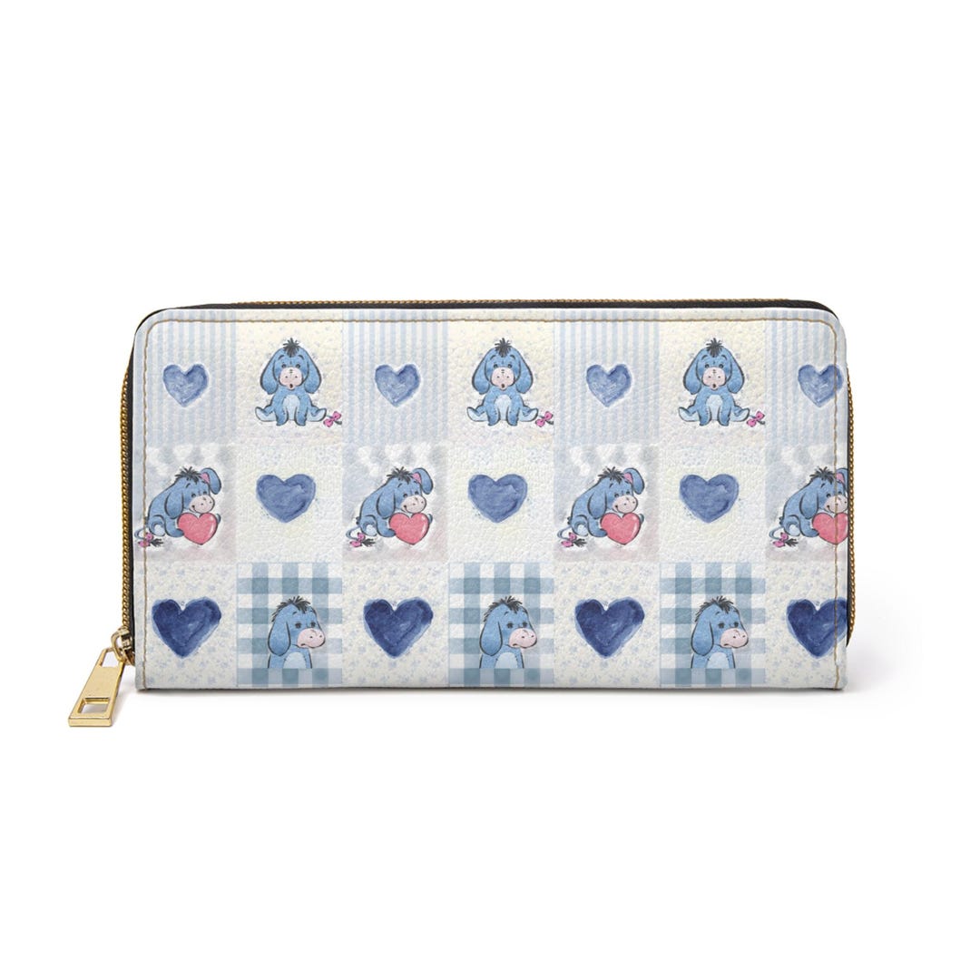 Patchwork Eeyore Winnie the Pooh Zipper Wallet | Blue Heart Checkered ...