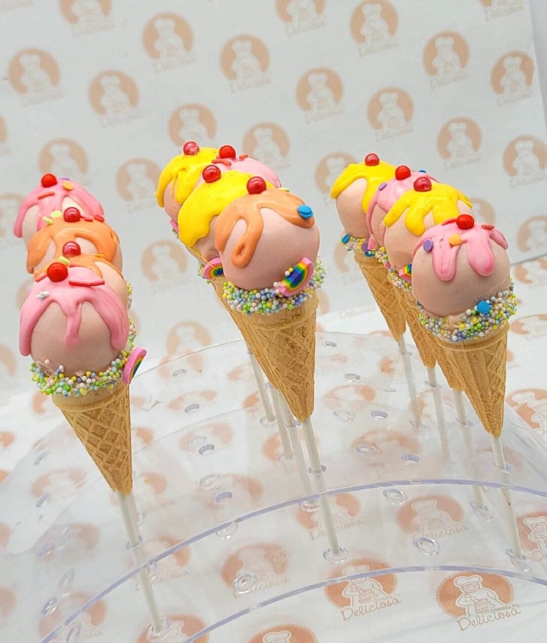 12 Ice-cream Cake Pops / FREE SHIPPING / Cake Pops/ Cake Balls /treat ...
