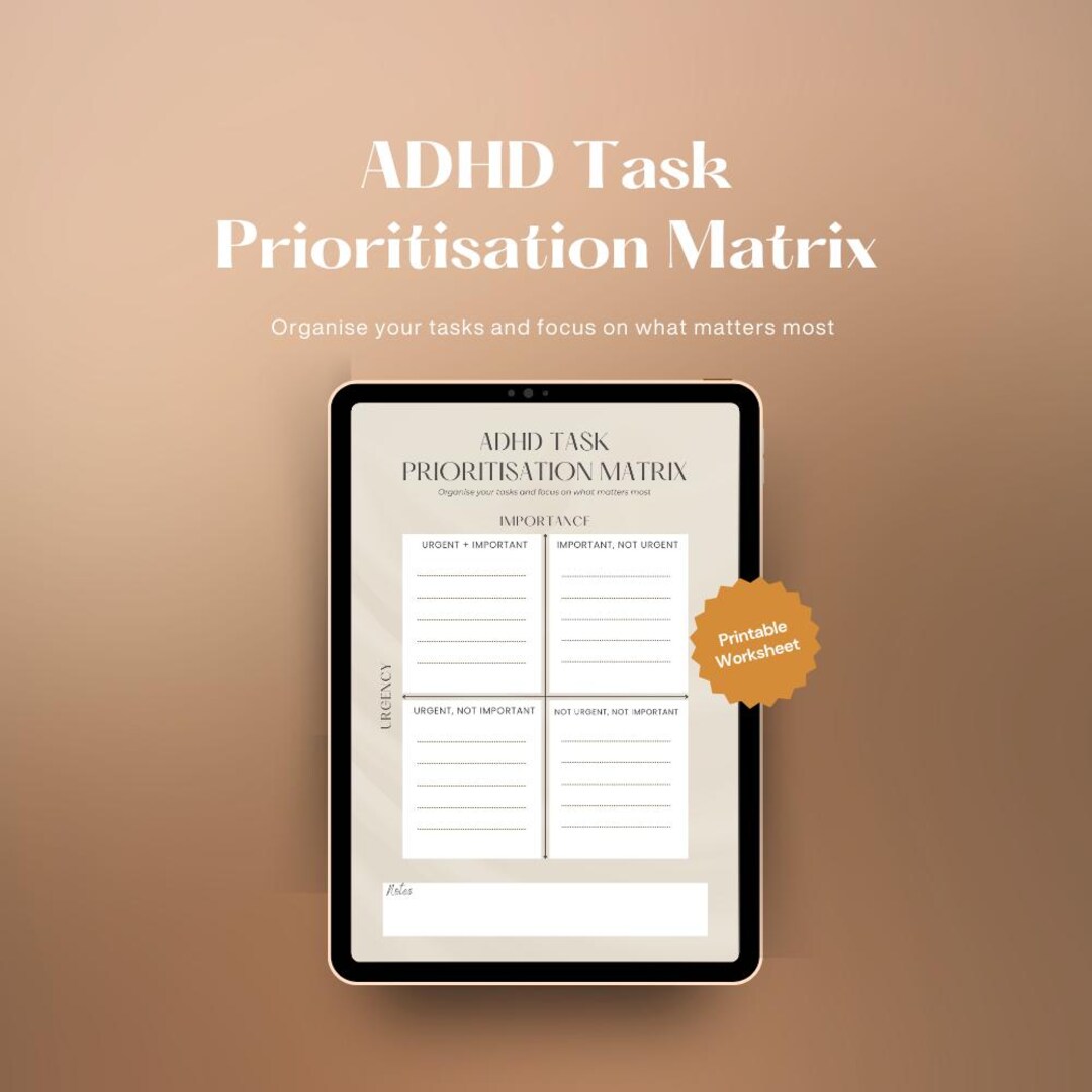 ADHD Task Prioritization Matrix Printable | Eisenhower Matrix Worksheet ...