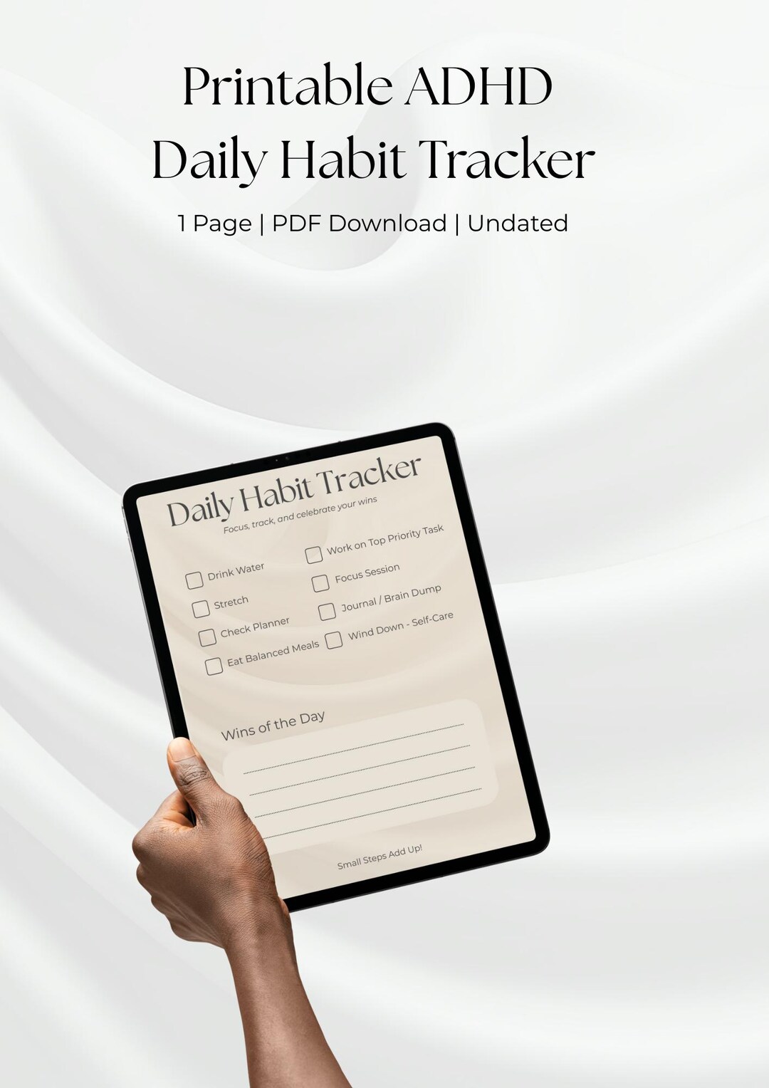 ADHD Daily Habit Tracker | Printable PDF | 1 Page Undated Minimal ...