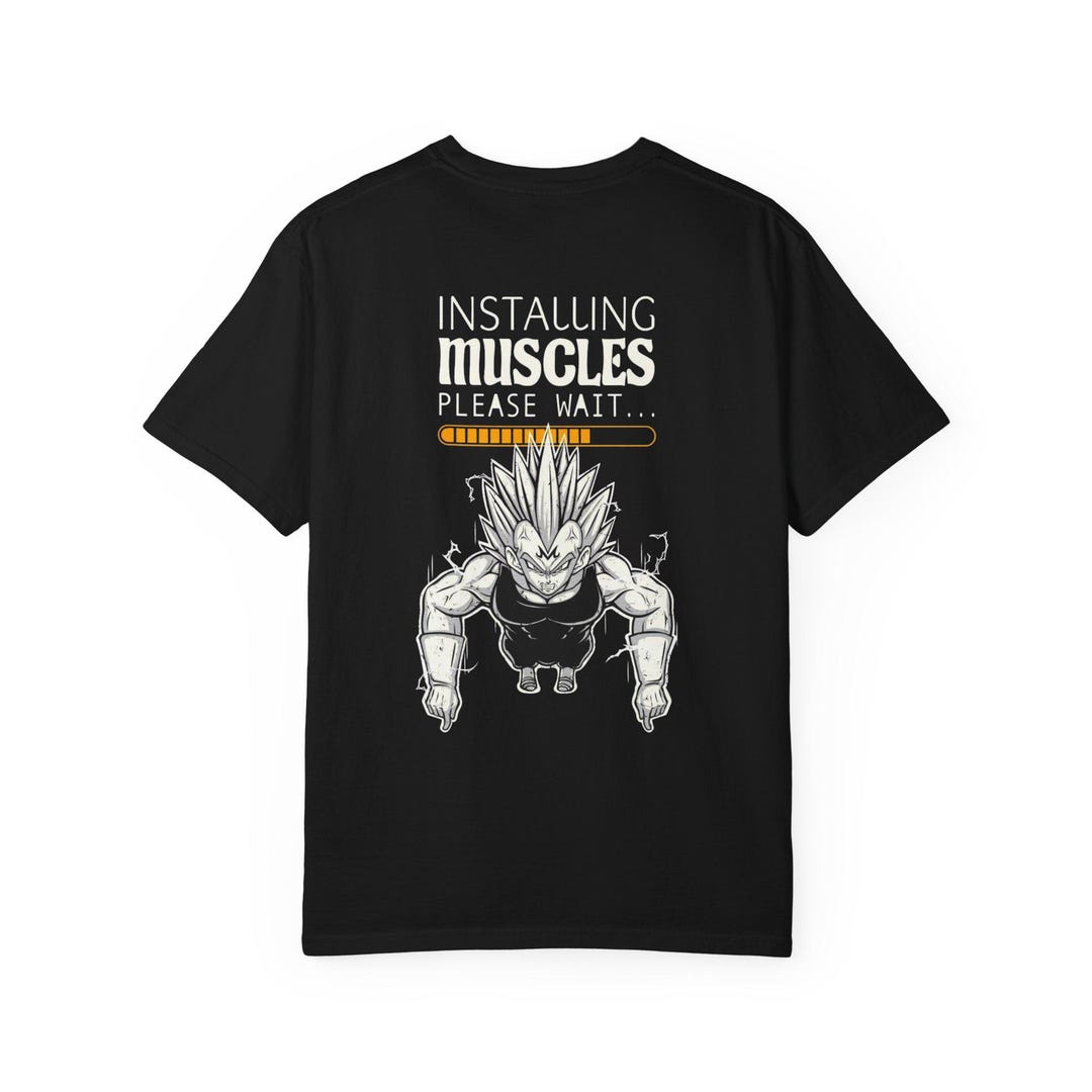 Installing Muscles Graphic T-shirt | Workout Anime Vegeta Pushup Design ...