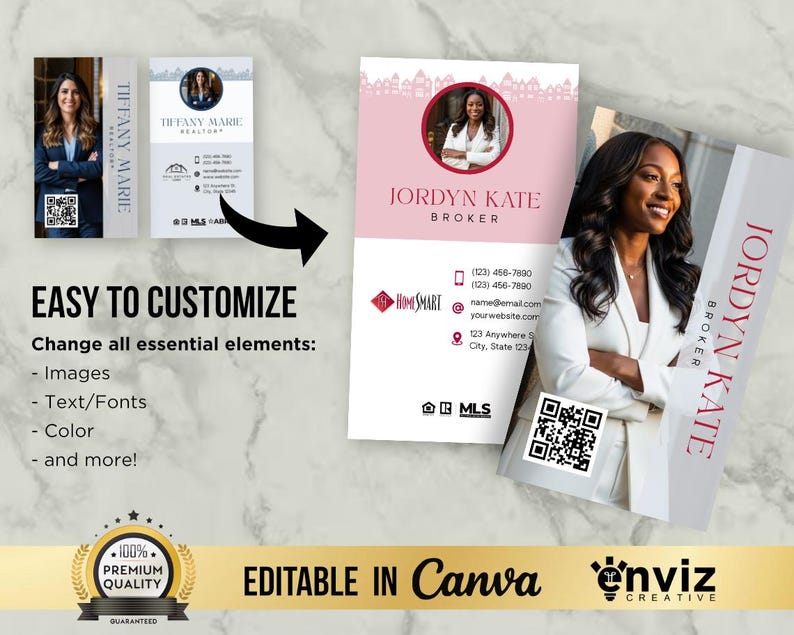 Editable Real Estate Business Card Template | Canva Realtor Branding ...