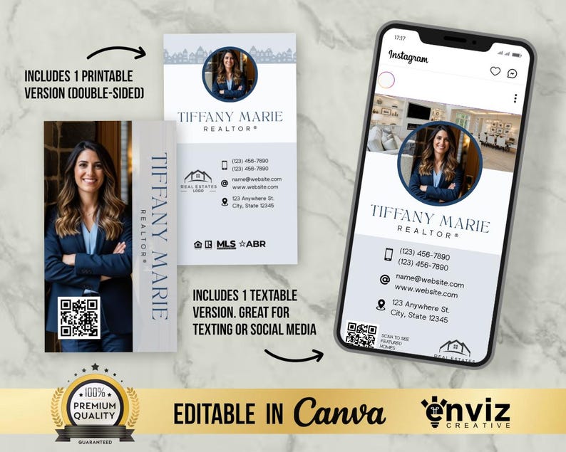 Editable Real Estate Business Card Template | Canva Realtor Branding ...