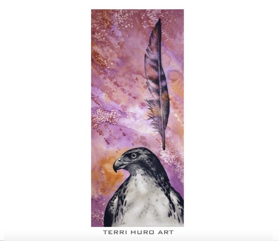 Print 16 X 6 Red Tailed Hawk Spirit Animal | Etsy