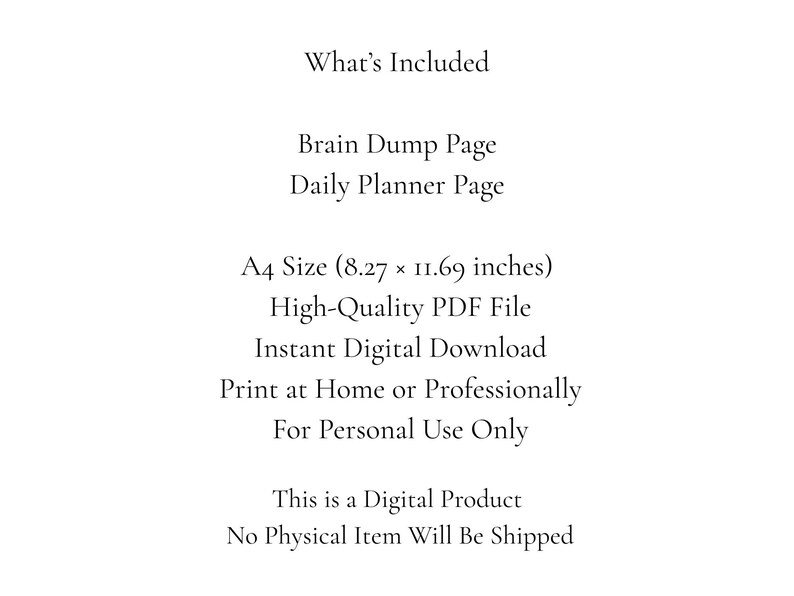 A4 Brain Dump & Daily Planner Printable | Minimal Productivity Planner ...