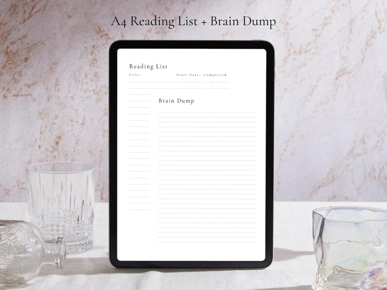 A4 Reading List & Brain Dump Planner Printable | Minimal Productivity ...