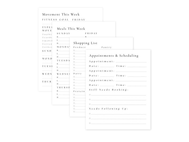 Weekly Planner Printable | Meals, Shopping, Movement & Appointments - Etsy