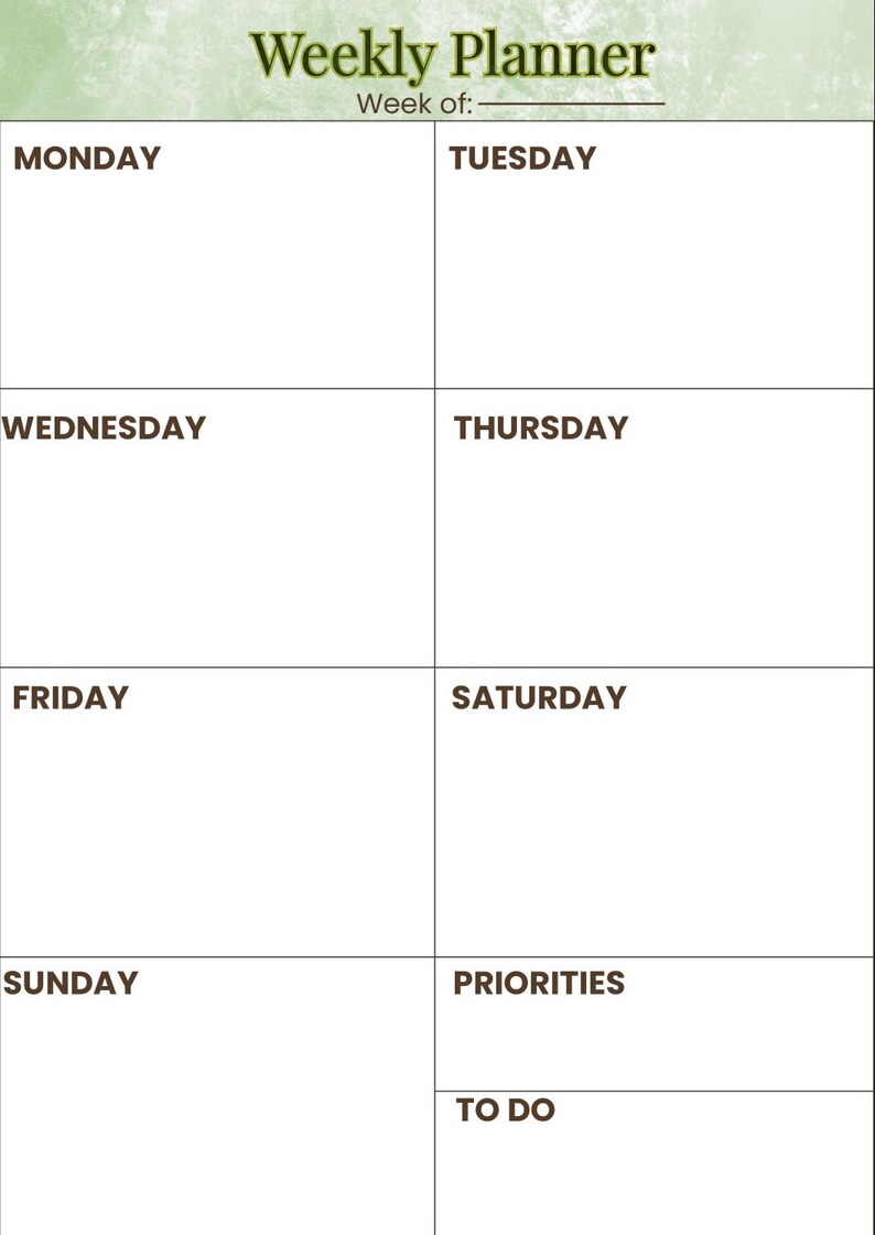 Weekly and Meal Planner Printable | Minimal Weekly Schedule | A4 & US ...