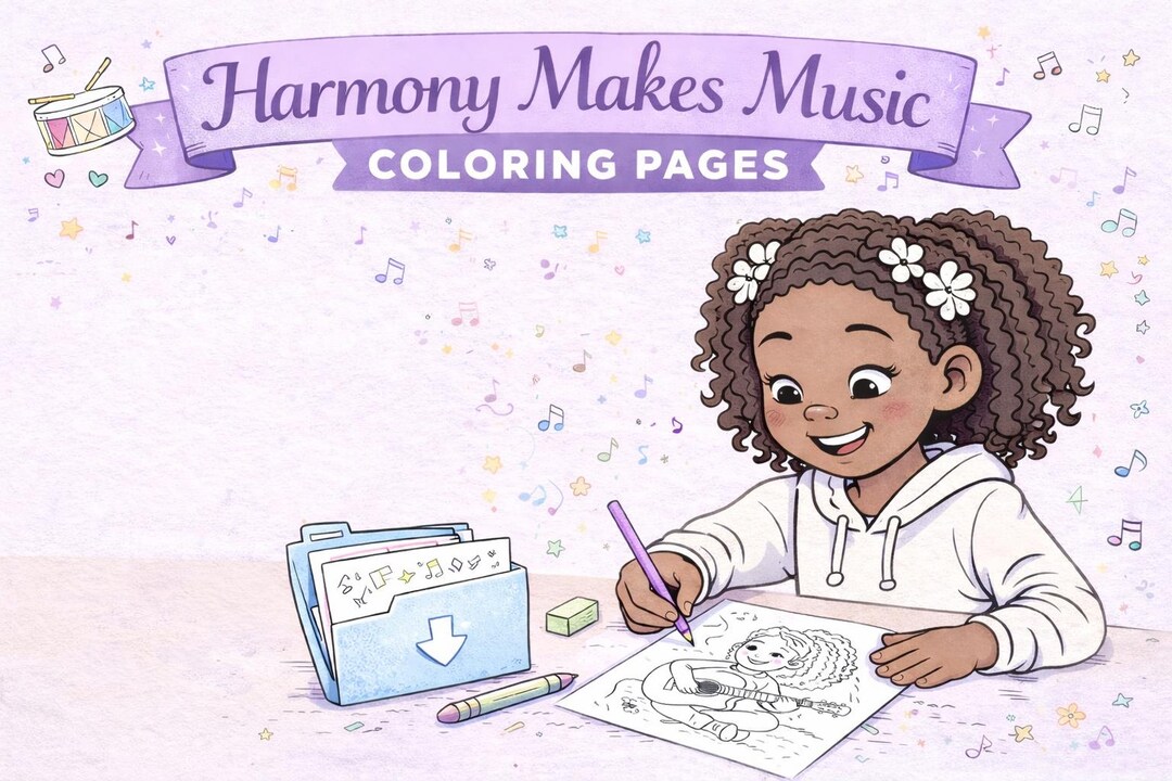 Harmony Makes Music – Kids Music Coloring Pages | Printable | Instant ...