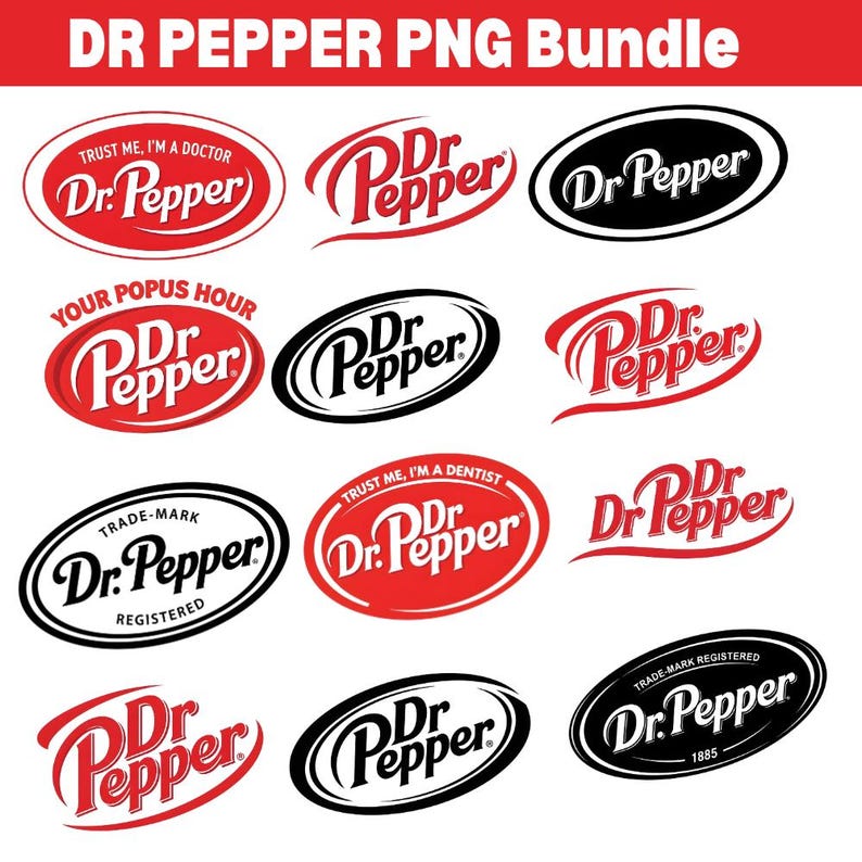 13x Dr Pepper Logo PNG Bundle, Retro Soda Logo PNG, Vintage Drink SVG ...