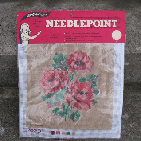 Rose Needlepoint - Etsy