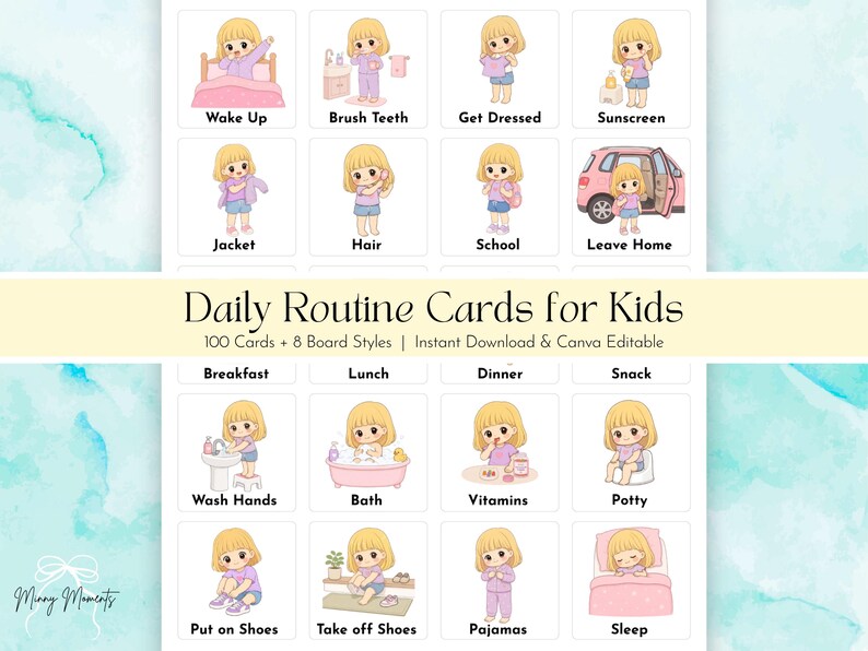 Kids Daily Routine Cards | Visual Schedule for Toddler, Autism, ADHD ...