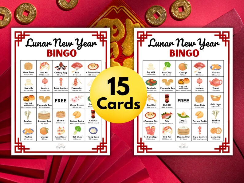 Lunar New Year Bingo Game | Classroom Activity, 15 Cards (digital ...