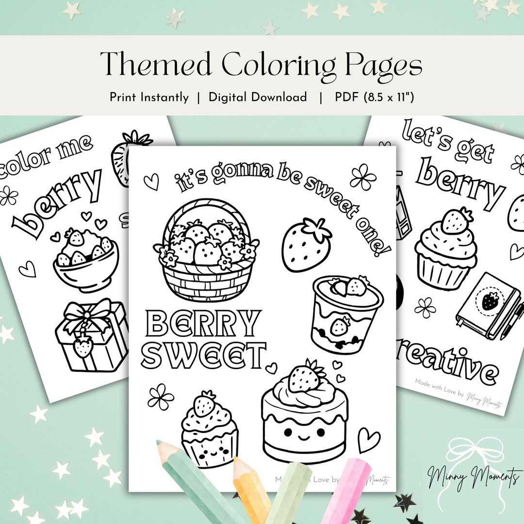 Berry Sweet Coloring Pages | Printable Birthday Coloring Pack for Kids ...