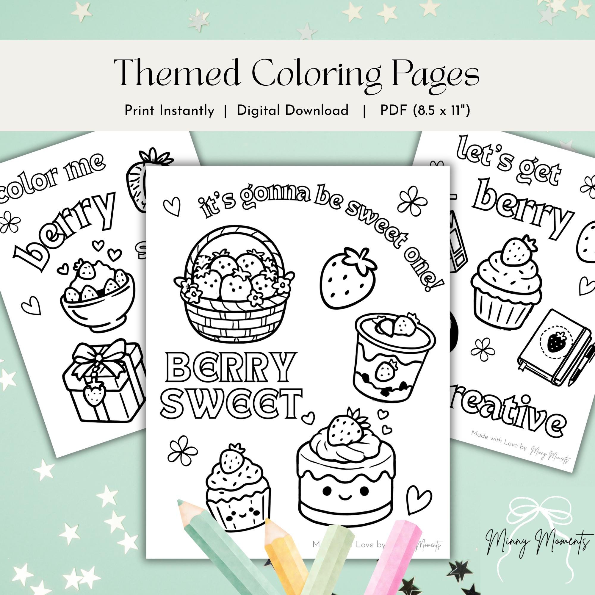 Berry Sweet Coloring Pages | Printable Birthday Coloring Pack for Kids ...